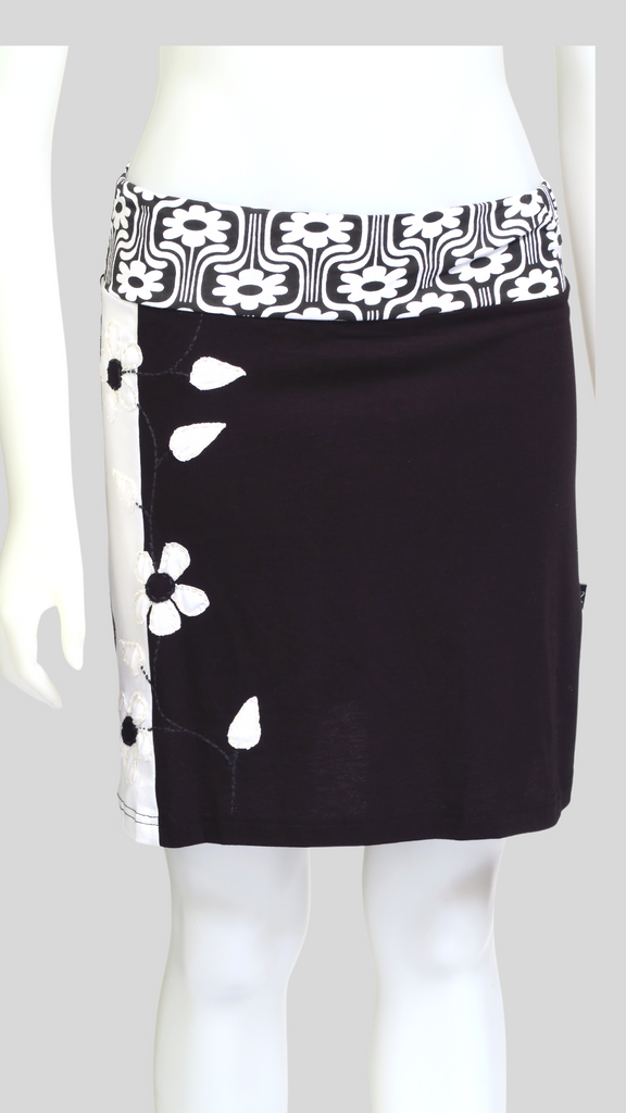 TT-SK23328-BK Organic Cotton Sinker Appliqued Flower Skirt ...